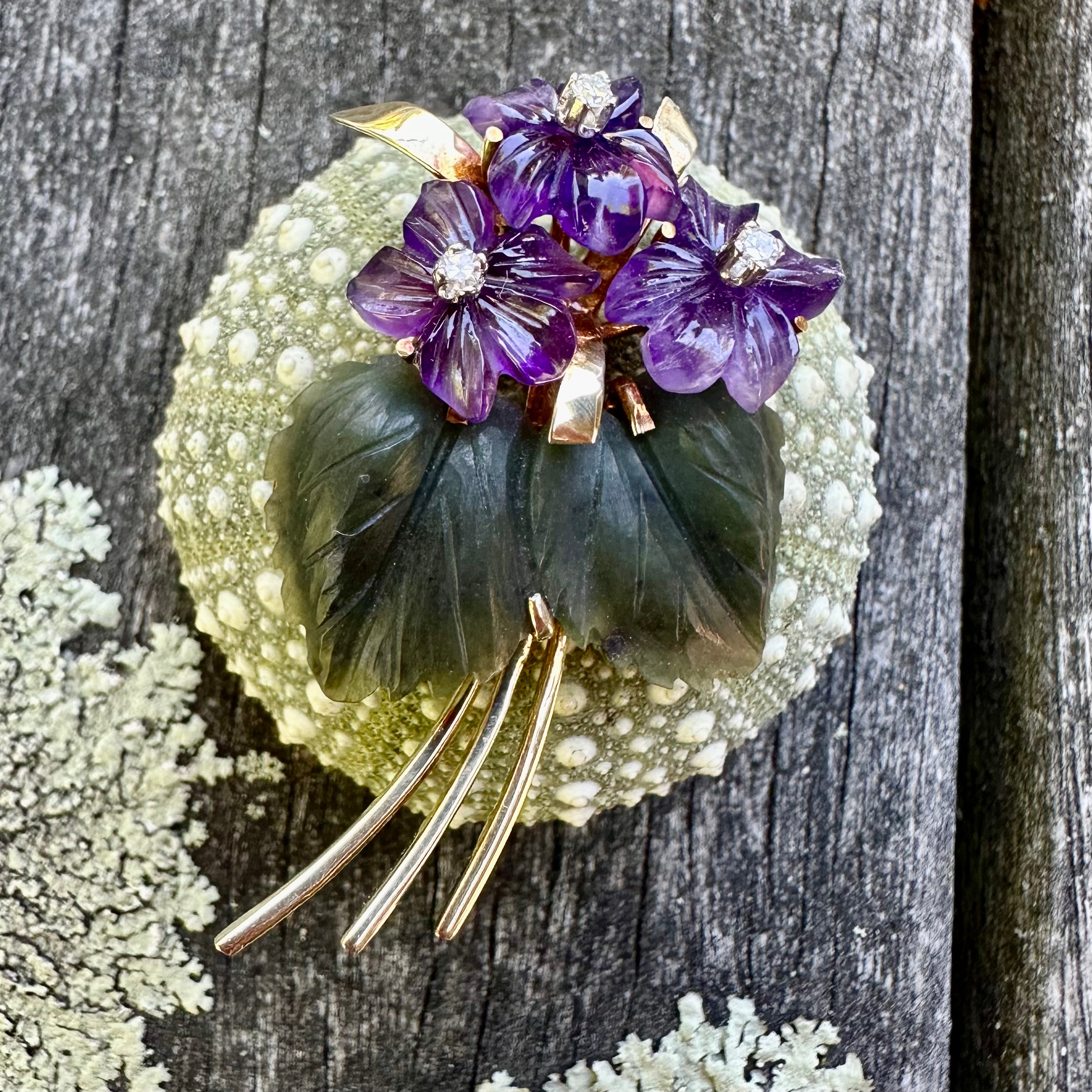 Vintage Austrian Amethyst, diamond and nephrite brooch. – Rowena Watson ...