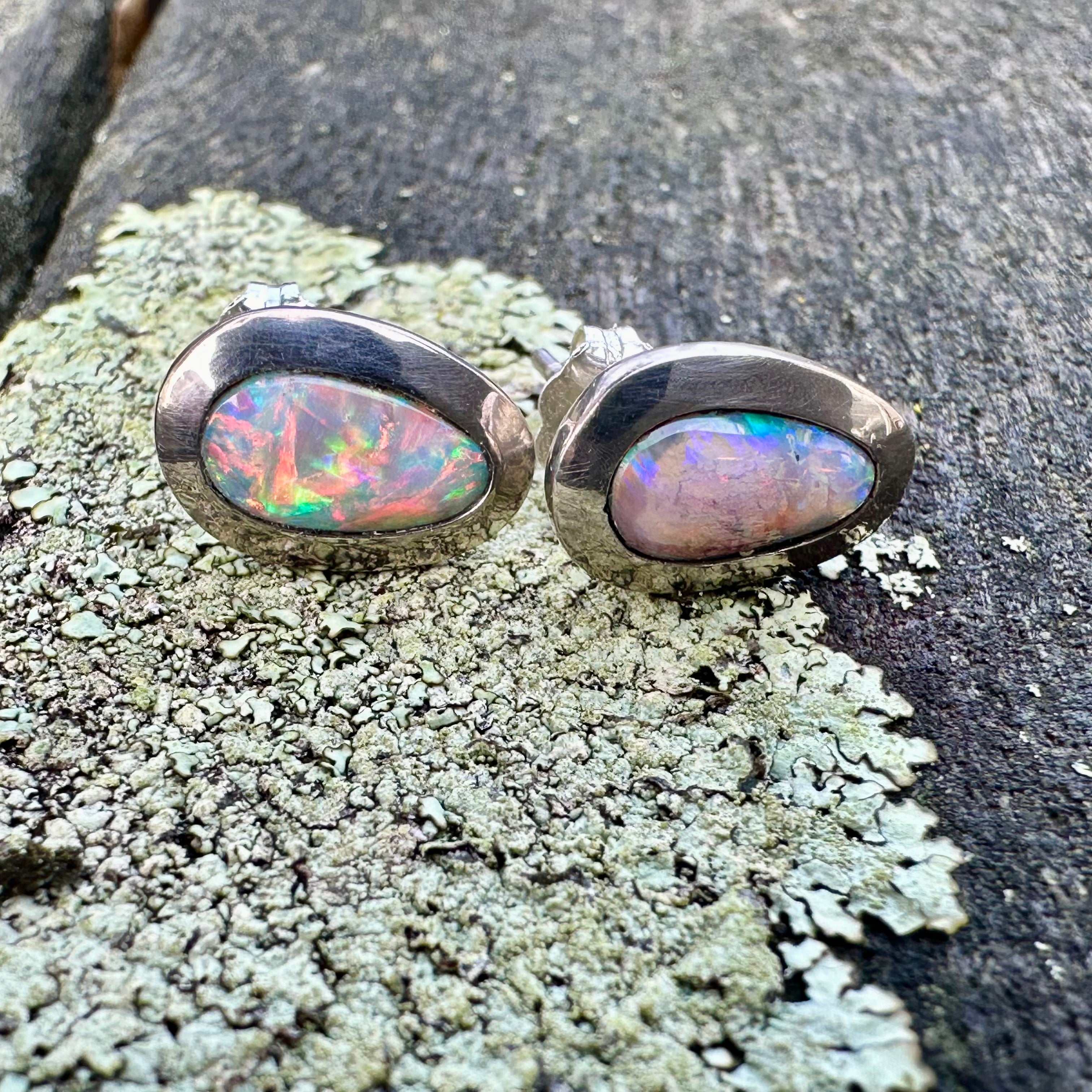1.3ct Australian crystal opal studs – Rowena Watson Jewellers